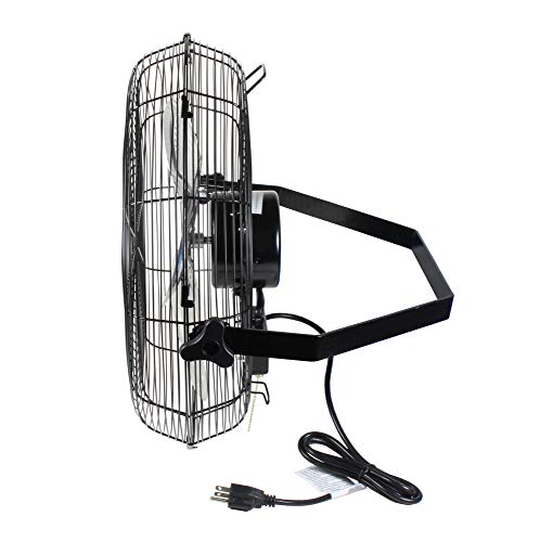 Comfort Zone CZHVW18 18β High-Velocity 3-Speed Industrial Wall Mount Fan, 360-Degree Angle Adjustment, All-Metal Construction, and Steel Mounting Bracket, Black