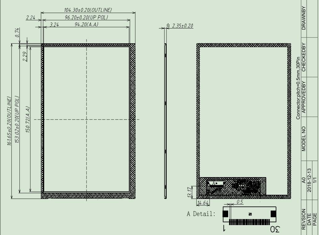 SANZAMELIN 7-inch TFT LCD 800 * 1280 Resolution IPS Full View LVDS Interface capacitive Touch Screen