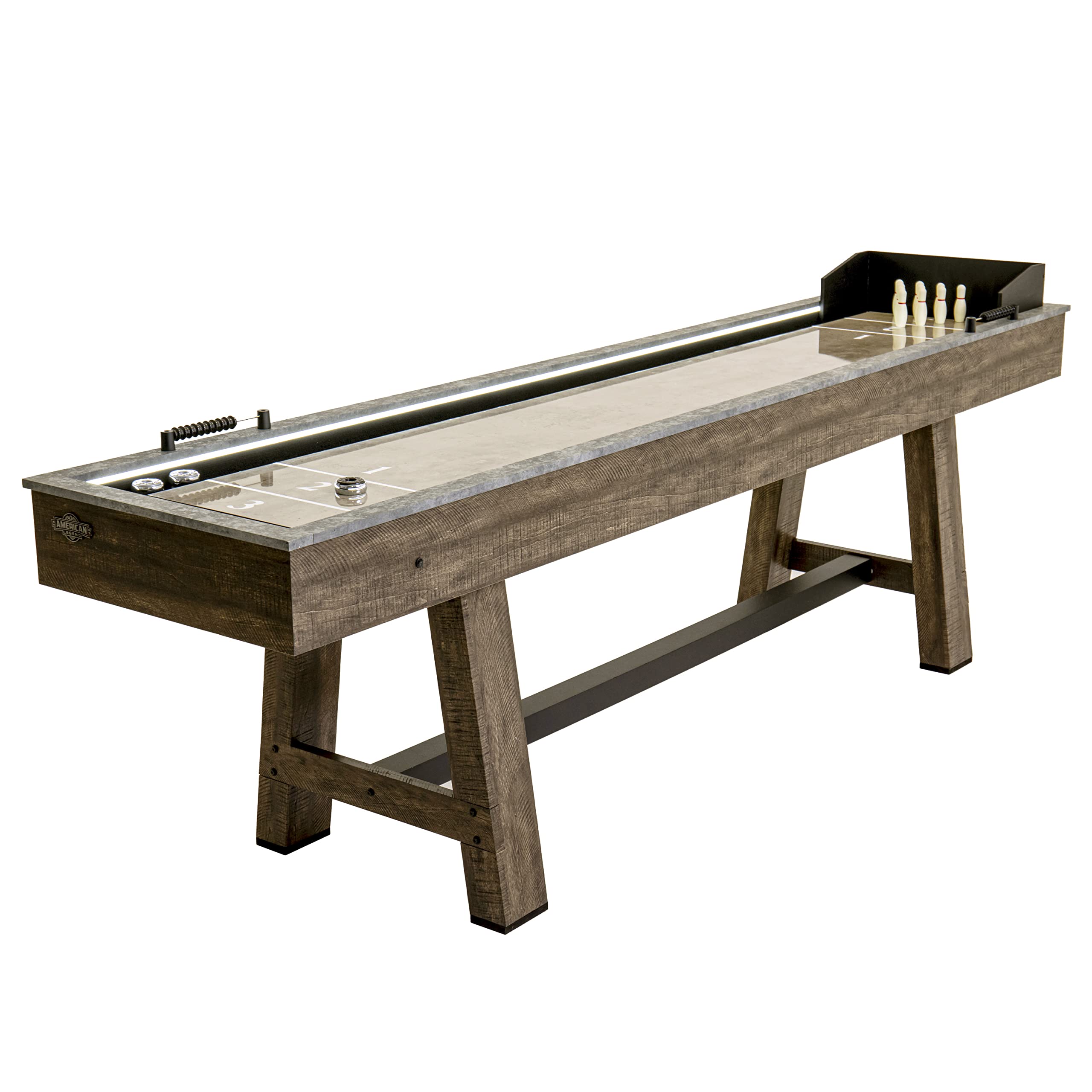 American Legend Stonebridge 9’ LED Light Up Shuffleboard Table with Bowling