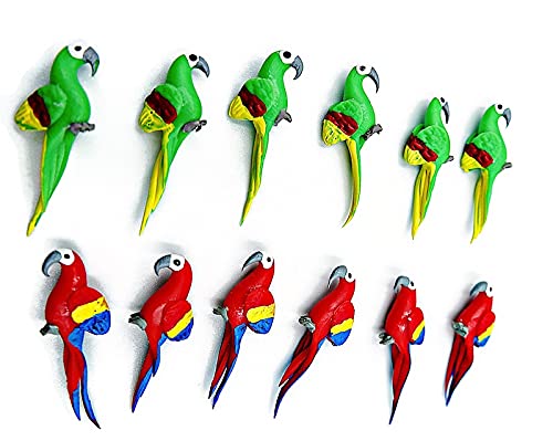 1shopforyou Mixed 2 Colour Lot of 12 Miniature Parrot Bird Outdoor Patio Decor Fairy Garden Supplies Animal Figurine Furniture Dollhouse