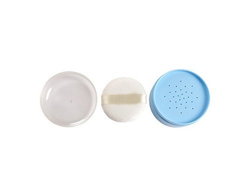 Baby After-Bath Powder Puff Container Jars Empty Refillable Plastic Soft Face Body Powder Box with Sifter Portable Baby Care Kit Case Cosmestic Makeup Dispensor (Blue)