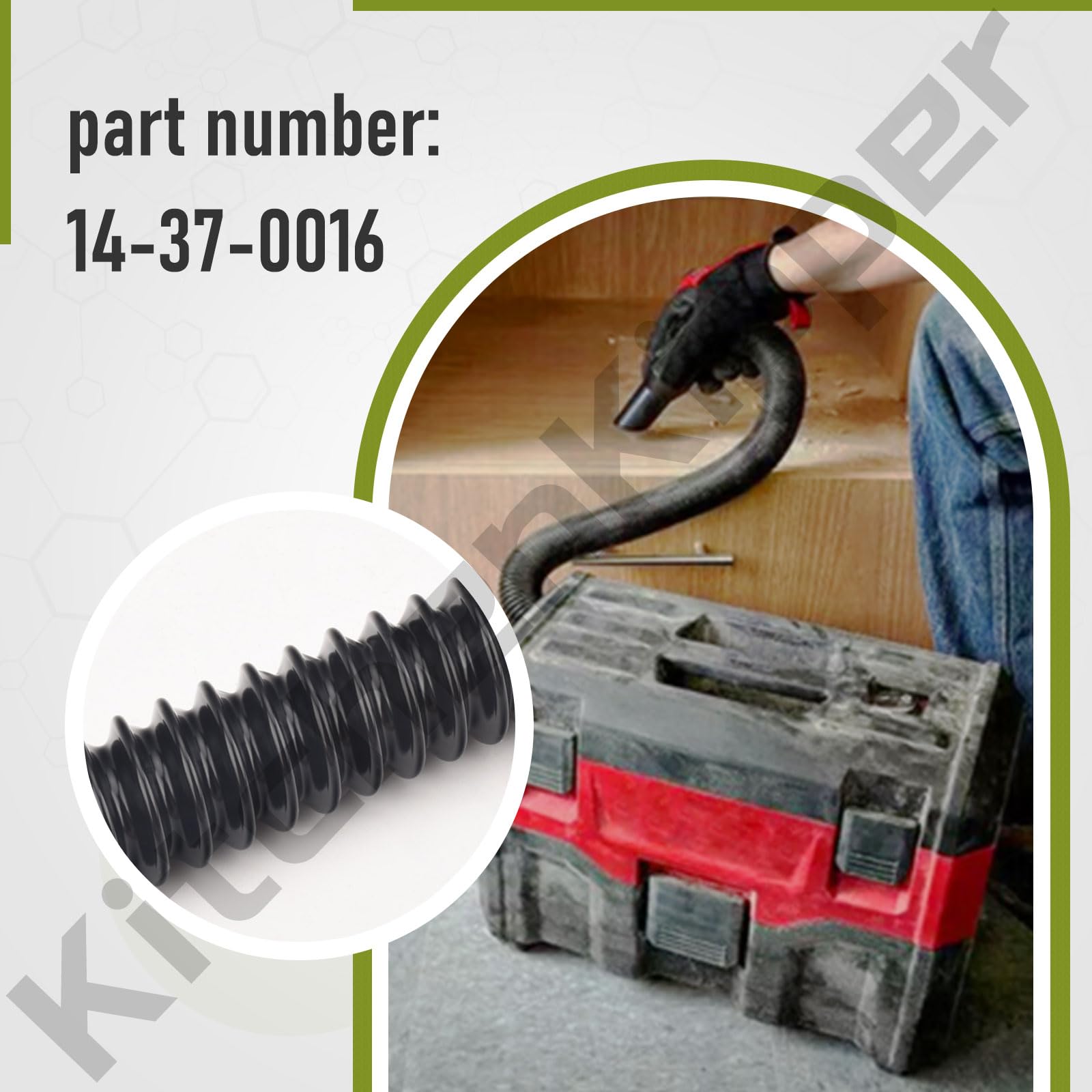 14-37-0016 Hose Assembly Compatible with Milwaukee 0970-20 M18 Fuel 18V PACKOUT Vacuum Cleaner, Internal storage is suitable for wet or dry suction