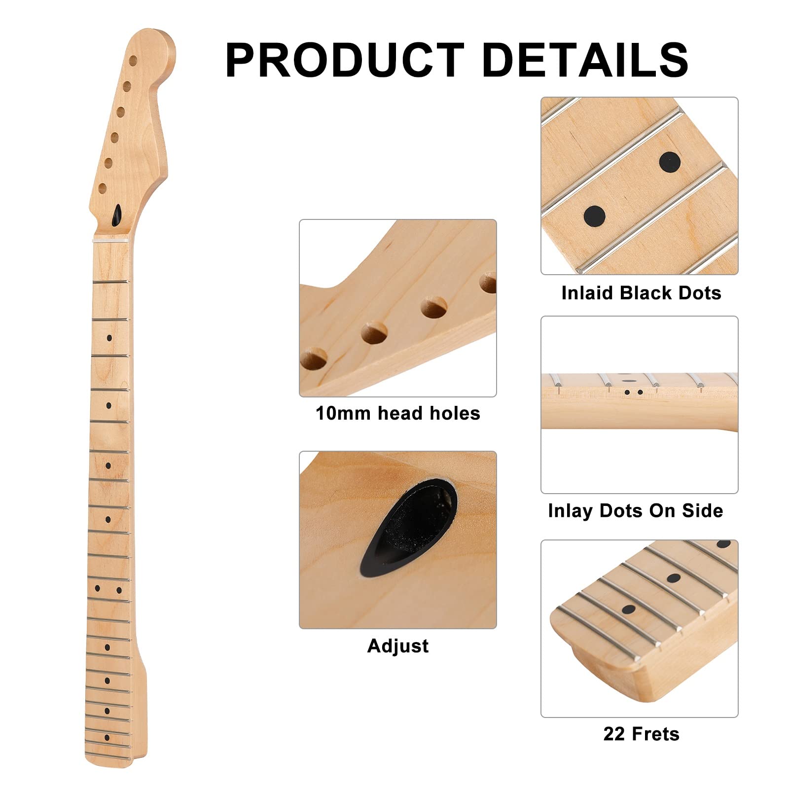 22 Fret Maple Fretboard Guitar Neck Guitar Guitar Neck DIY Parts Replacement for ST Style
