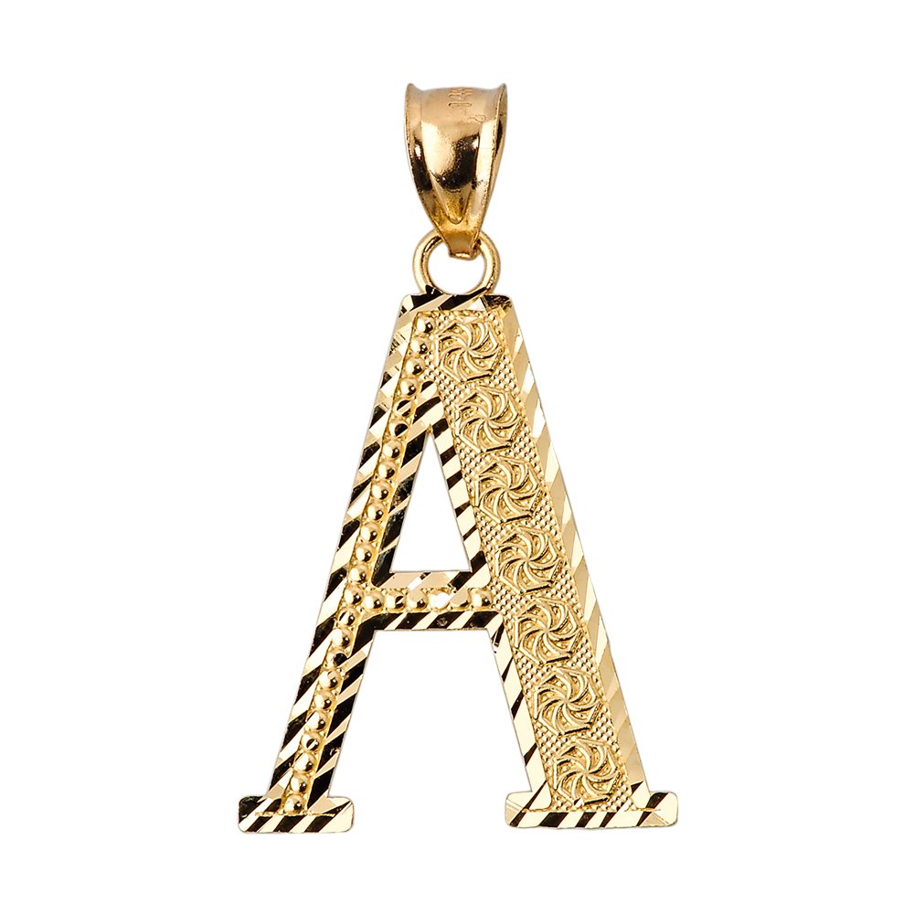 10k Yellow Gold Initial Letter A Charm Pendant, 0.7"