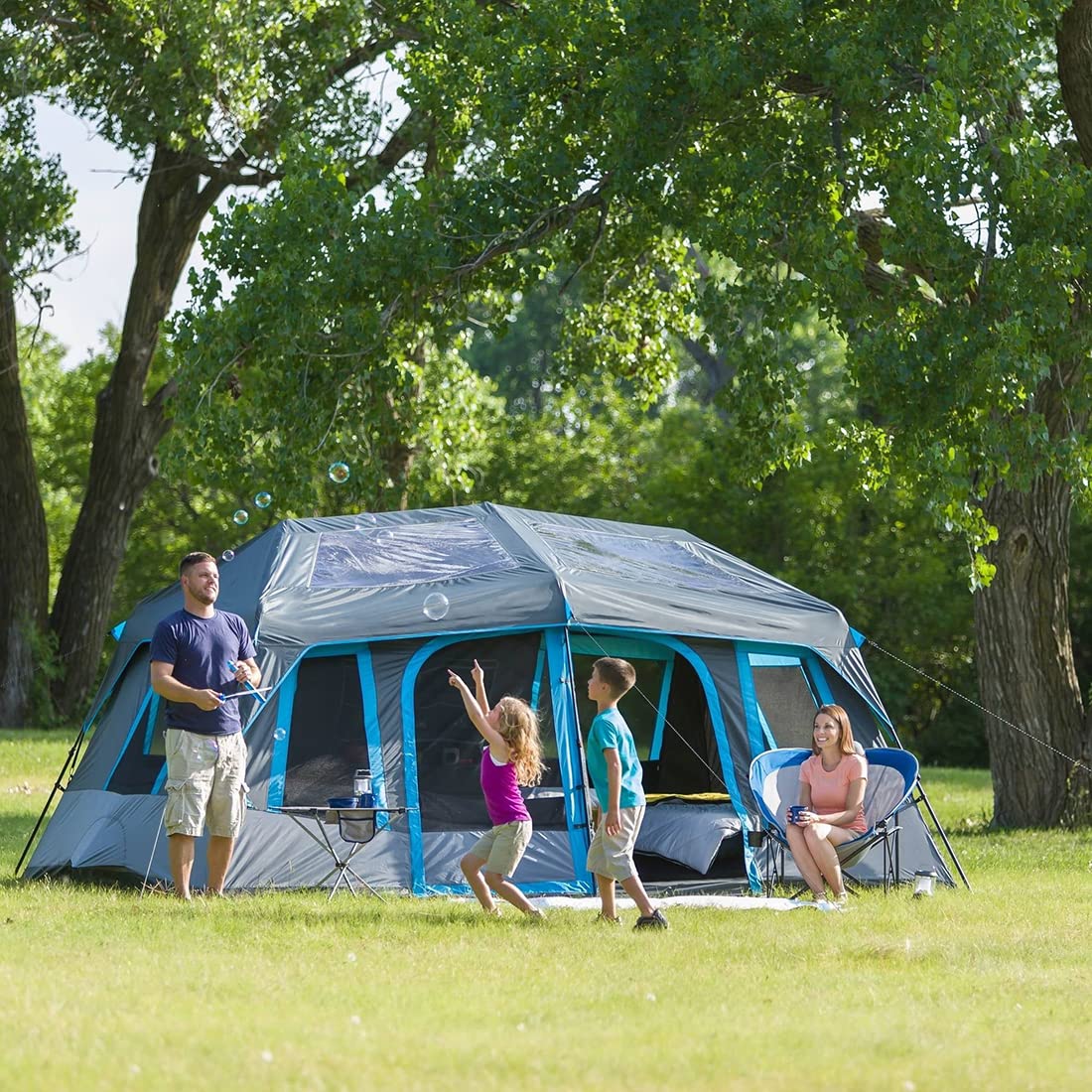 14' x 10' Large Family Cabin Tent 10-Person Dark Rest Instant Cabin Tent for Camping