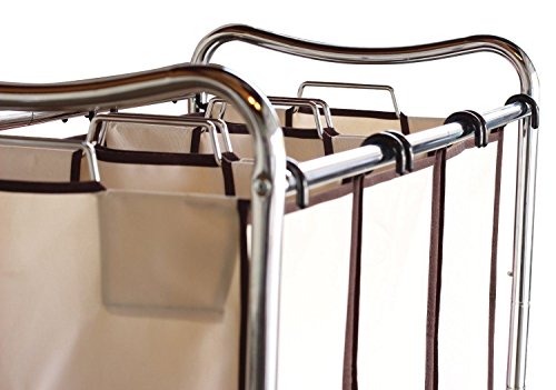 AUEY Heavy-Duty 3-Bag Laundry Sorter Cart Hamper Organizer