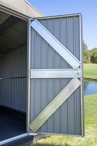 Arrow Shed Elite 10' x 12' Outdoor Lockable Gable Roof Steel Storage Shed Building, Cool Grey