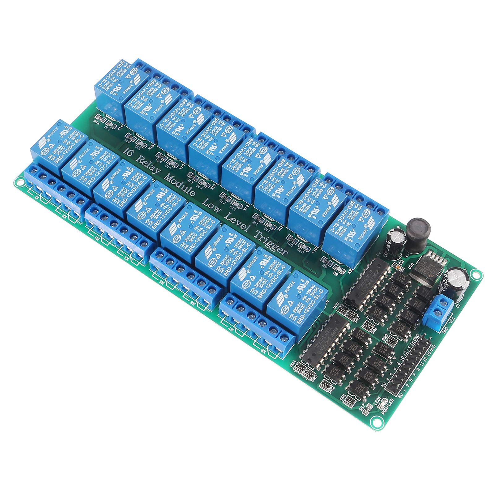 AITRIP 2 Pack 16 Channel 12V Relay Module with Optocoupler LED LM2576 Power Low Level Trigger Expansion Board for Raspberry Pi Arduino DIY Kit PiC ARM AVR