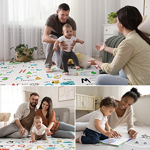 Baby Play Mat 79" X 71",Reversible Waterproof Foldable Foam Floor Playmat for Kids Toddlers, Extra Large Anti- Slip Baby Crawling Mat