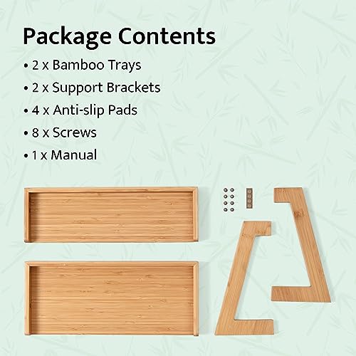 2 Tier Bathroom Organizer Countertop, Bamboo Wooden Bathroom Counter Organizer, 2 Tier Bamboo Tray, Kitchen Counter Organizer