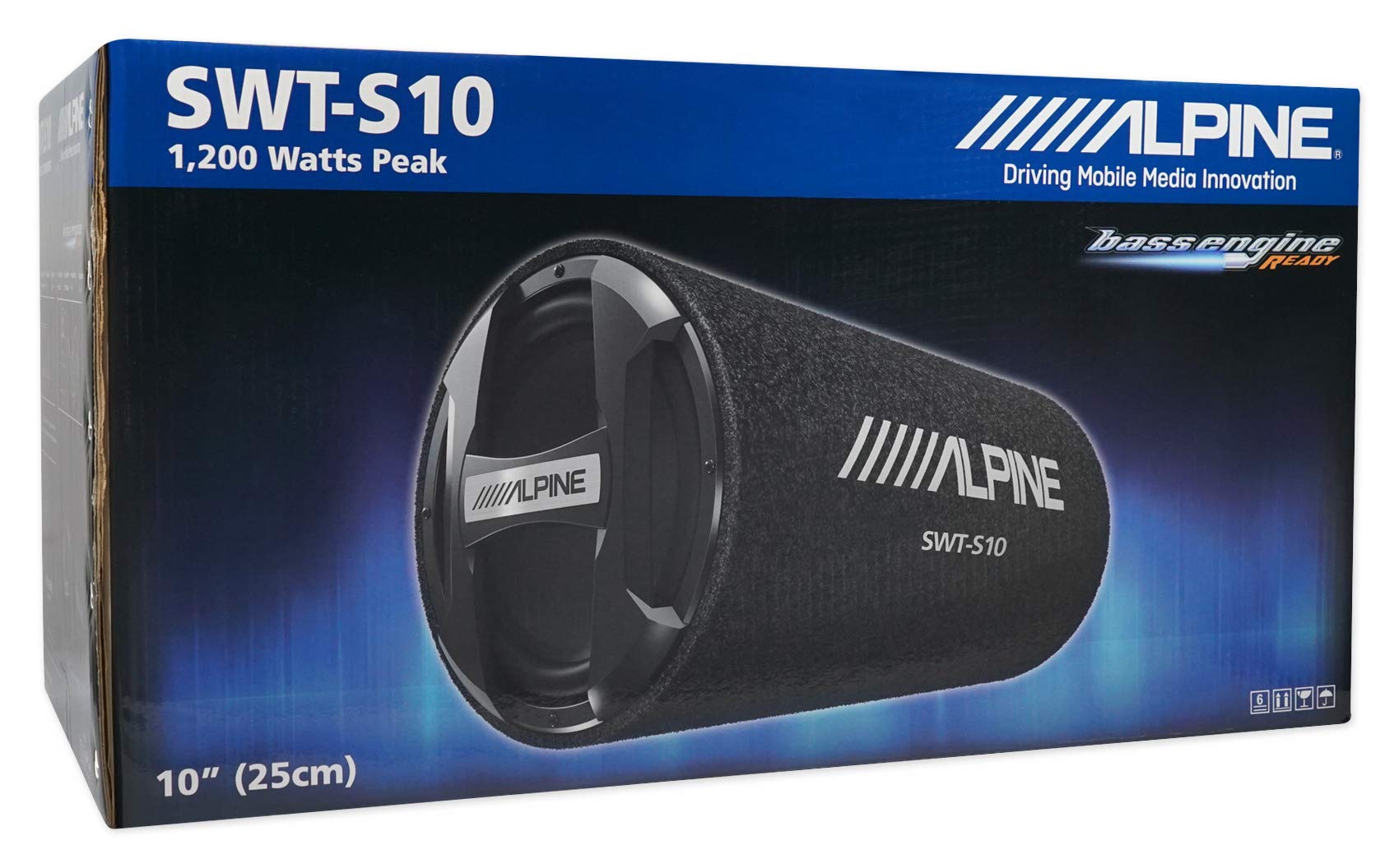 Alpine SWT-S10 1200w 10" Car Subwoofer in Bass Tube Enclosure+Amplifier+Amp Kit