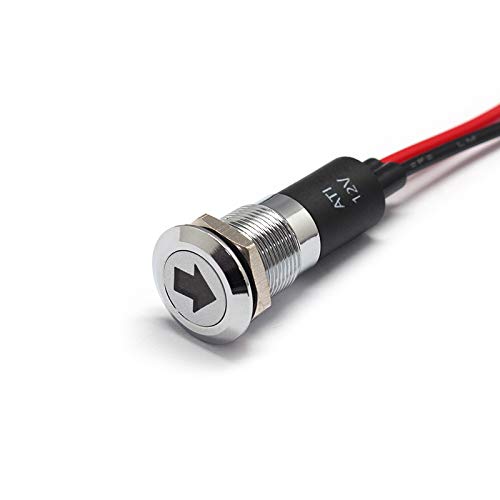Alpinetech PL12MS 12mm 1/2" 12V LED Metal Signal Indicator Pilot Dash Light (Single Arrow (Green))