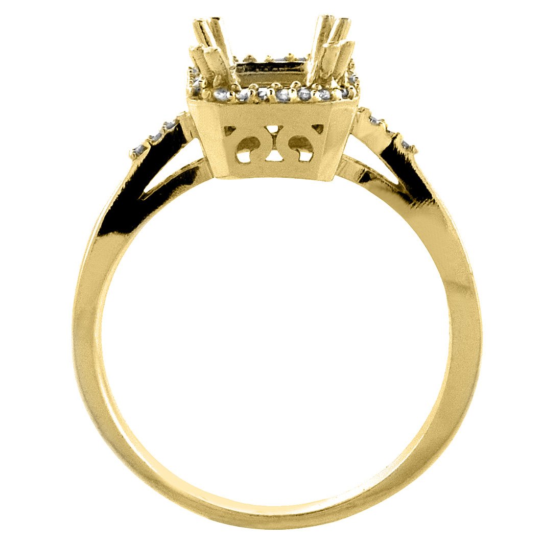 10K Yellow Gold Diamond Natural Pink Topaz Ring Emerald-cut 9x7mm, size 6