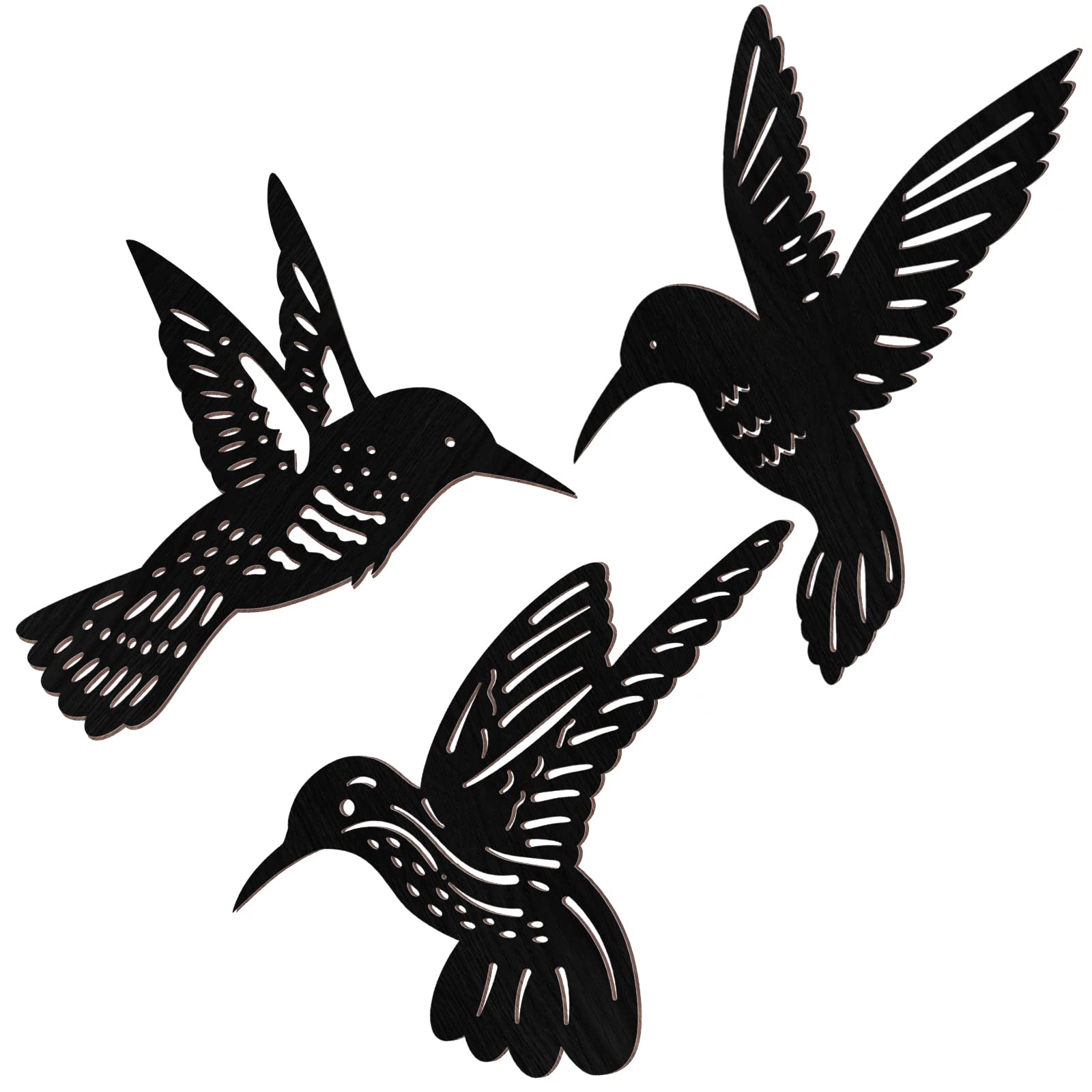 3 Pieces Wood Hummingbird Wall Art Decor 9 inch Hummingbird Wall Decorations for Bedroom Black Wood Wall Sculpture Bird Indoor Kitchen Wall Hanging Balcony Decor for Home Bedroom Office Garden
