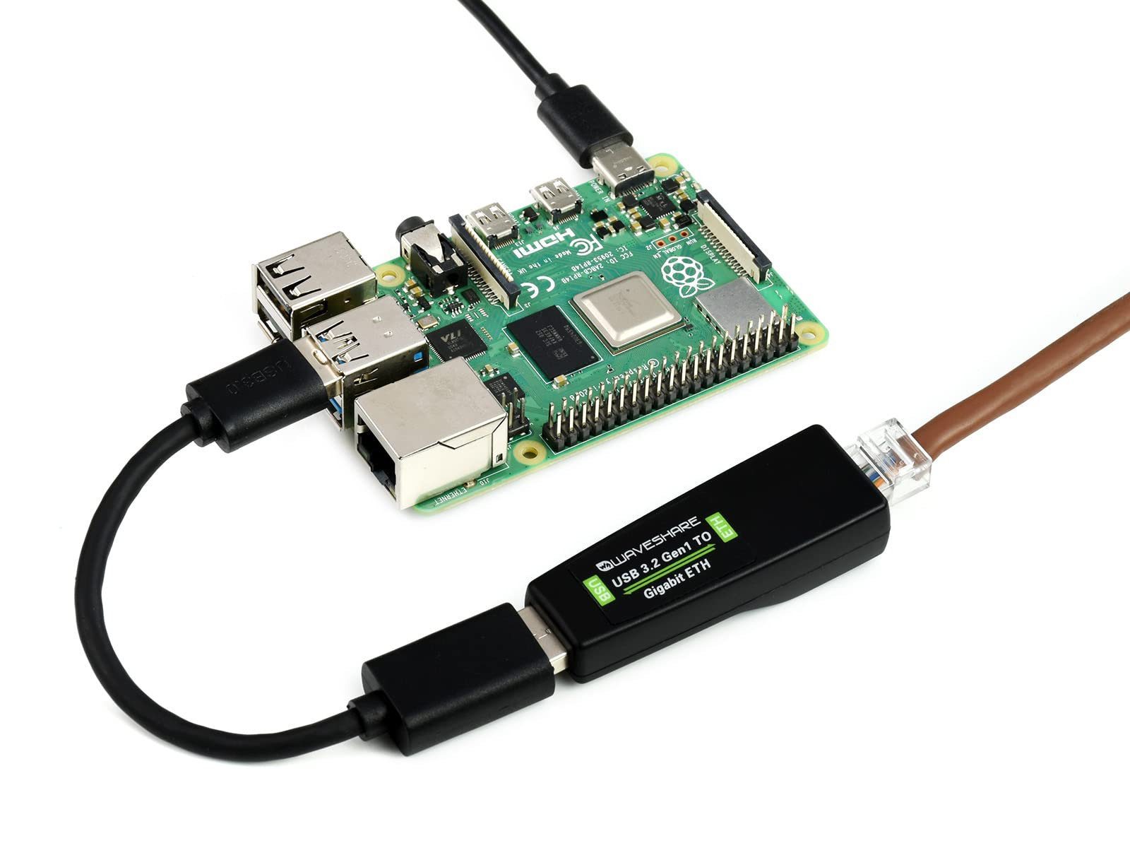 waveshare USB 3.2 Gen1 to Gigabit Ethernet Converter,USB 3.2 to Ethernet Internet Adapter 10/100/1000Mbps Network Compatible with Raspberry Pi CM4,Jetson Nano,PC,Win7/8/8.1/10, Mac, Linux,Android