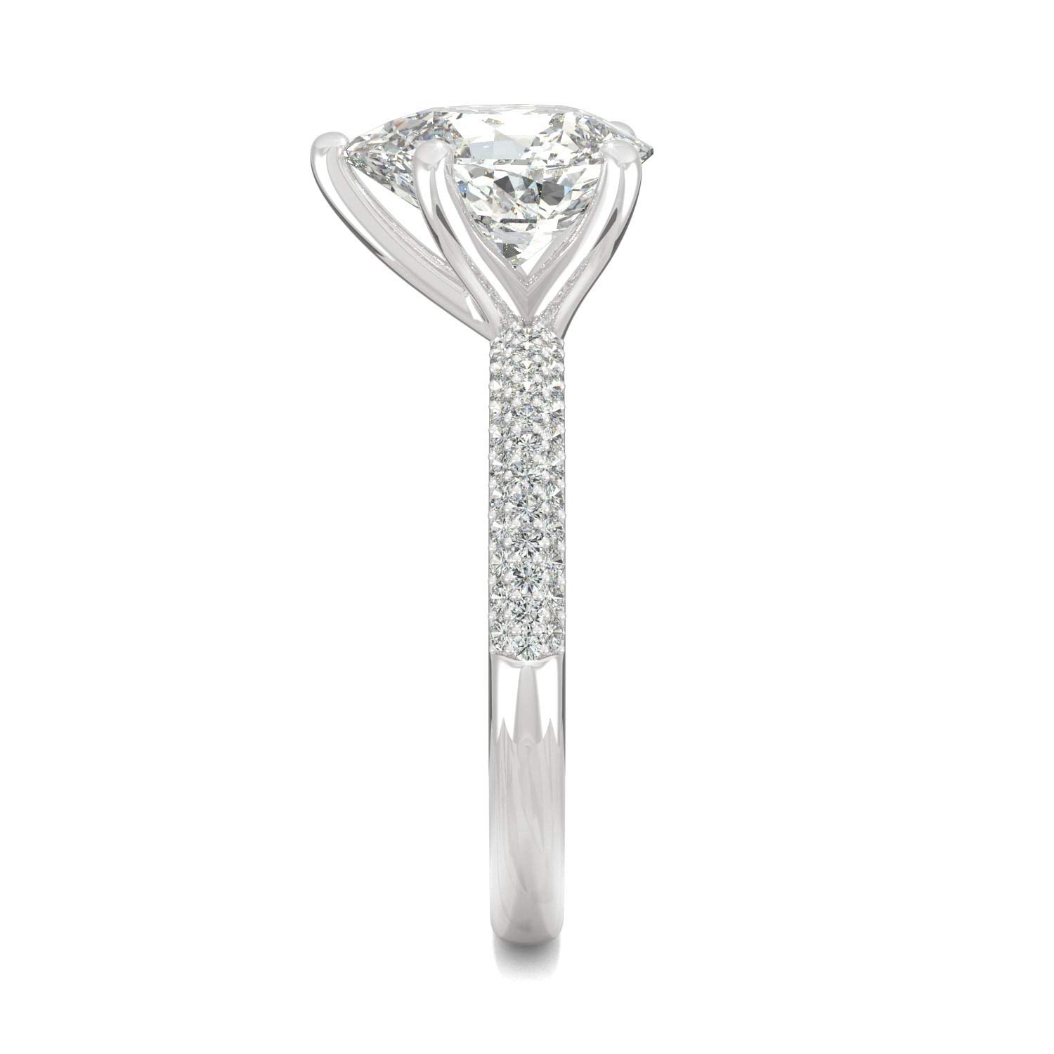 14K White Gold Moissanite by Charles & Colvard 10x7mm Pear Engagement Ring-size 8 2.45cttw DEW