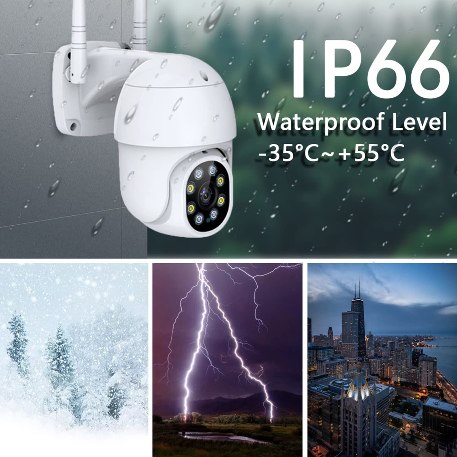 2K 3MP PTZ Outdoor Security Camera Wireless 2.4G WiFi Pan Tilt Dome Surveillance CCTV IP Camera for Home Baby Dog Pet, Human Detection, Auto Tracking, Color Night Vision, Two Way Talk, IP66 Waterproof