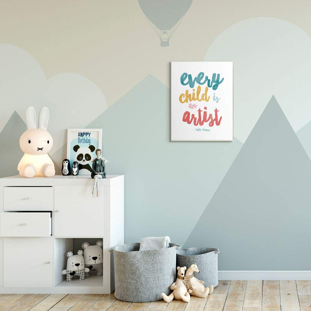 Stupell Industries Every Child is an Artist Picasso Quote Colorful Design Wall Art, 13 x 19, White