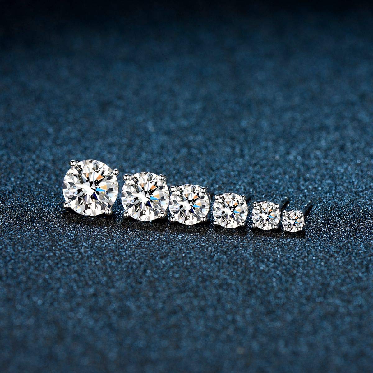 18K Gold Plated Sterling Silver Cubic Zirconia Stud Earrings 3mm-8mm Options, Simulated Diamond CZ Studs Hypoallergenic Jewelry (6mm, 18K White Gold Plated Sterling Silver - Silver)