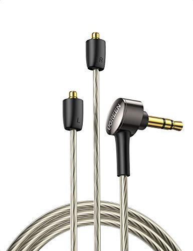 UGREEN MMCX Cable 8 Core 3.5mm to Dual MMCX Audio Cable, Silver Plated Earphone Replacement Cable HiFi Sound Audio Jack Compatible with Shure SE215 SE315 TIN Audio T2 T3, 4FT (MMCX 3.5mm)