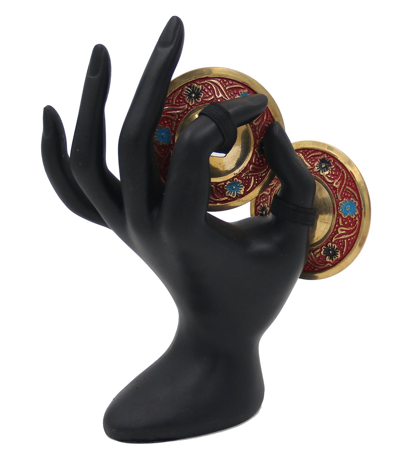 2 Pairs Brass Floral Finger Cymbals Zills for Belly Dancing (Red)