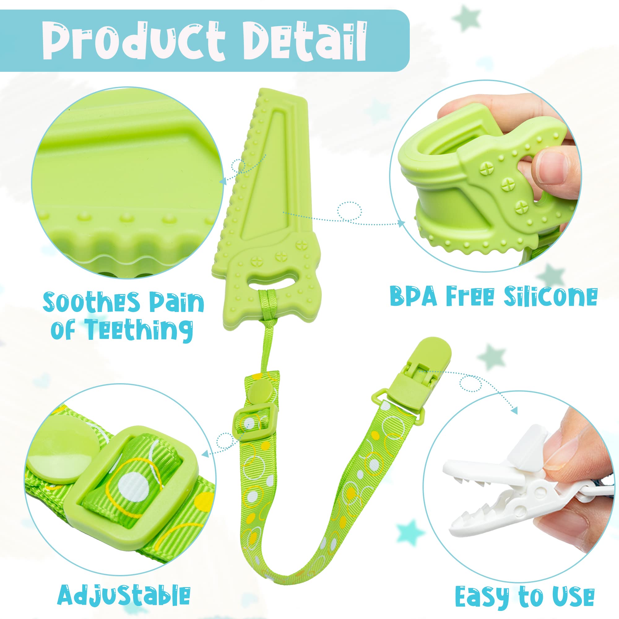 4Pcs Teething Toys for Babies, Soothe Babies Sore Gums BPA Free Silicone Teething Chew Toys with Pacifier Clip Infants Molar Teether Baby Shower Keepsake Gifts for 0-6 Months 6-12 Months