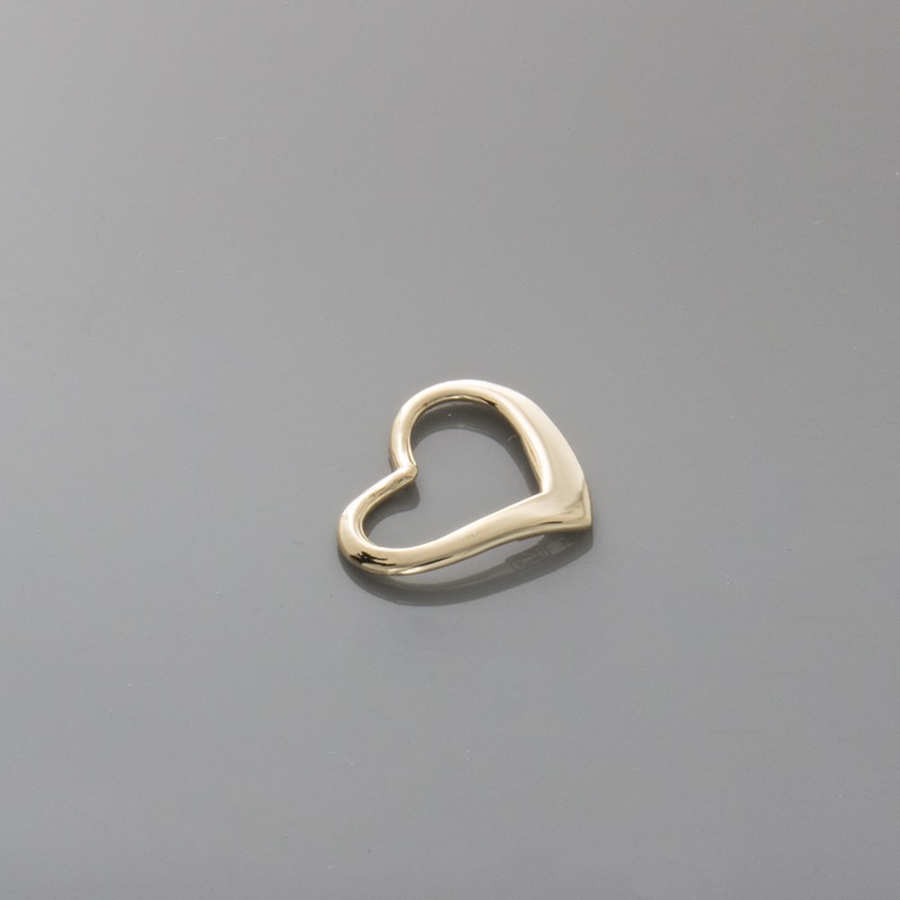 14k Yellow Gold Hearts Charm Slide Pendant, Mini Floating Heart