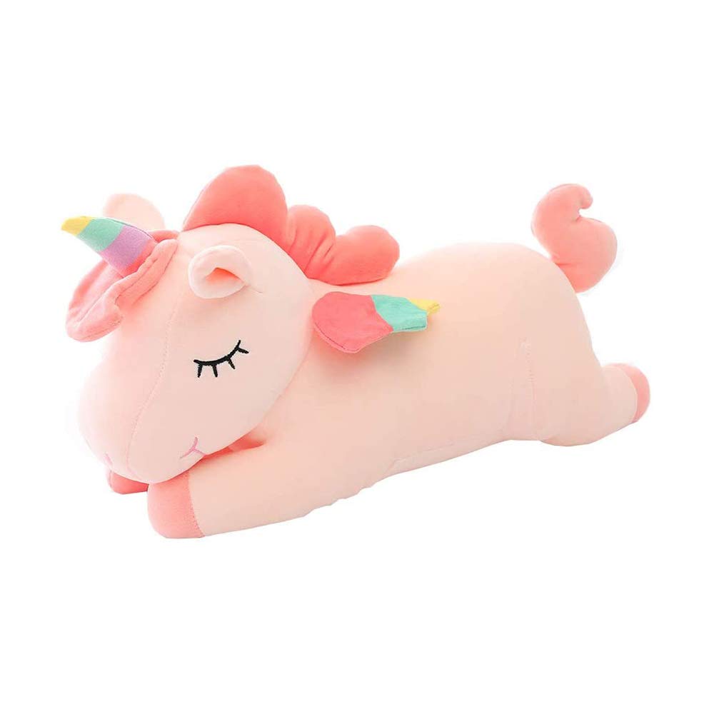 AIXINI Plush Unicorn Stuffed Animal Pillows Toy, 11.8 Inch Cute Soft Pink Unicorn Plushie Dolls with Rainbow Wings
