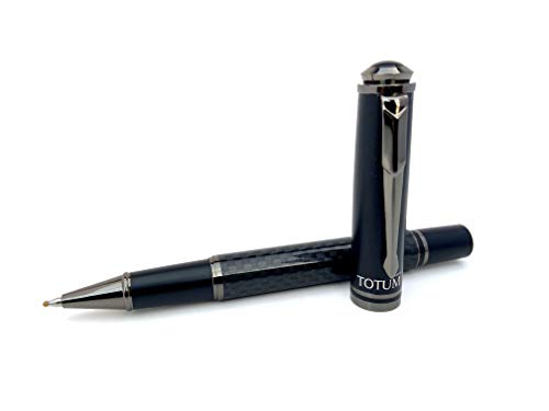 Carbon Fiber Roller Pen Matte Black - Black Ink, Smooth Writing, Executive for Business and Professionals, Cool Pen and Classy Gift for Men or Women. Gift Box Included: Shoptotum Shadow Moon