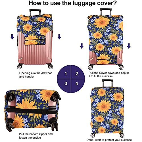 7-mi Luggage Cover, Suitcase Covers 19-30 Inch Expandable Anti-Scratch Luggage Protector Flower for Carry on Luggage XL 29-30IN