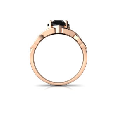 14kt Rose Gold Black Onyx 6mm Cushion Celtic Knot Ring - Size 9