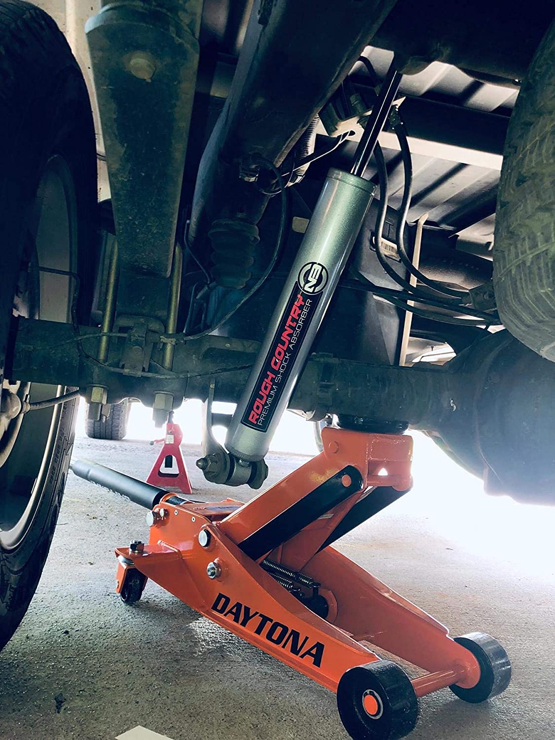 3 ton Steel Heavy Duty Low Profile Floor Jack with Rapid Pump - Orange