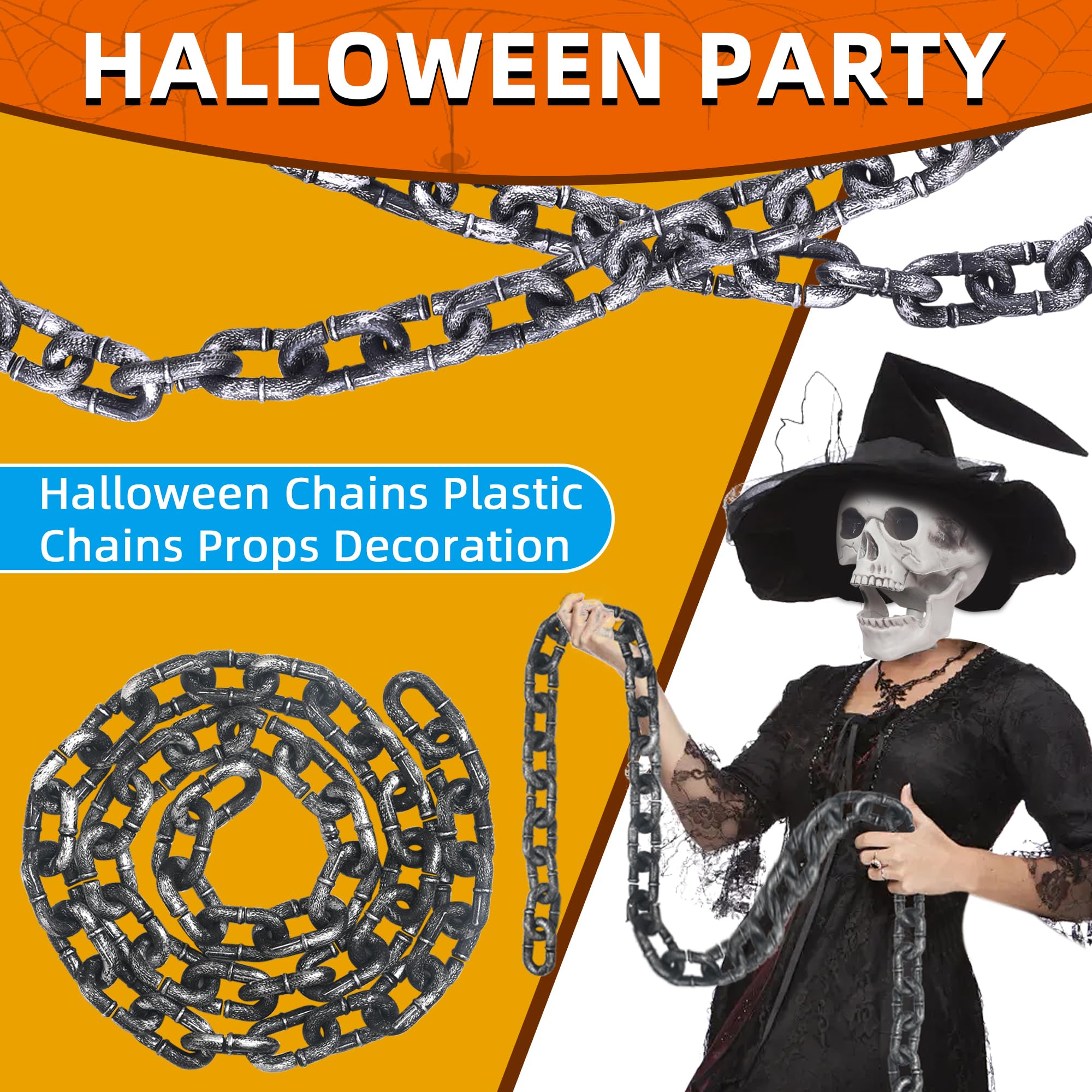 2Pack 6 Feet Halloween Chains Plastic Chains for Halloween Party Decoration Cosplay Accessory