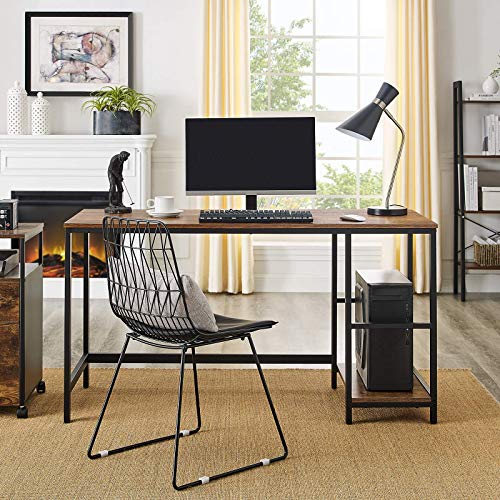 VASAGLE Computer Desk and 4-Tier Storage Shelf Bundle, 55 Inch Writing Desk with 2 Storage Shelves, Ladder Shelf with X-Bar, Steel Frame, Rustic Brown and Black ULWD55X and ULLS44X