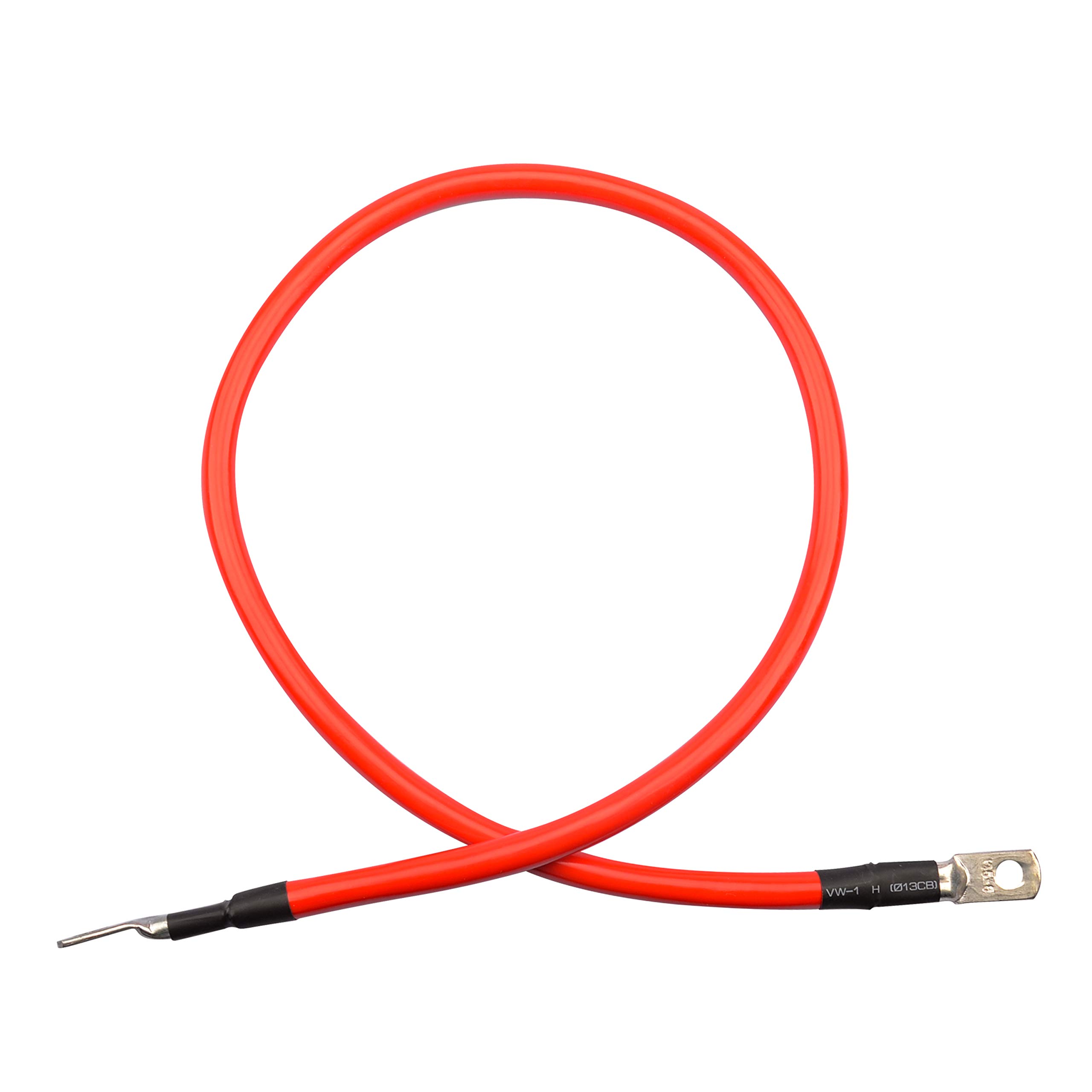 2 AWG Gauge Red + Black Pure Copper Battery Inverter Cables Solar, RV, Car, Boat 4ft 3/8 + 5/16 in Lugs
