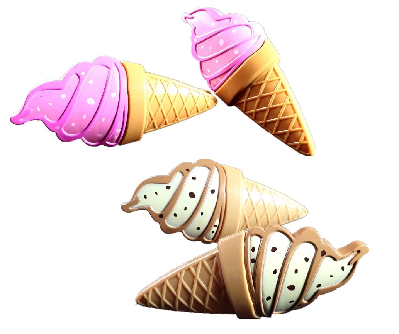 2 Set (4 Ct) White Ice Cream / Pink Ice Cream Beach Towel Clips Jumbo Size for Beach Chair, Cruise Beach Patio, Pool Accessories for Chairs, Household Clip, Baby Stroller