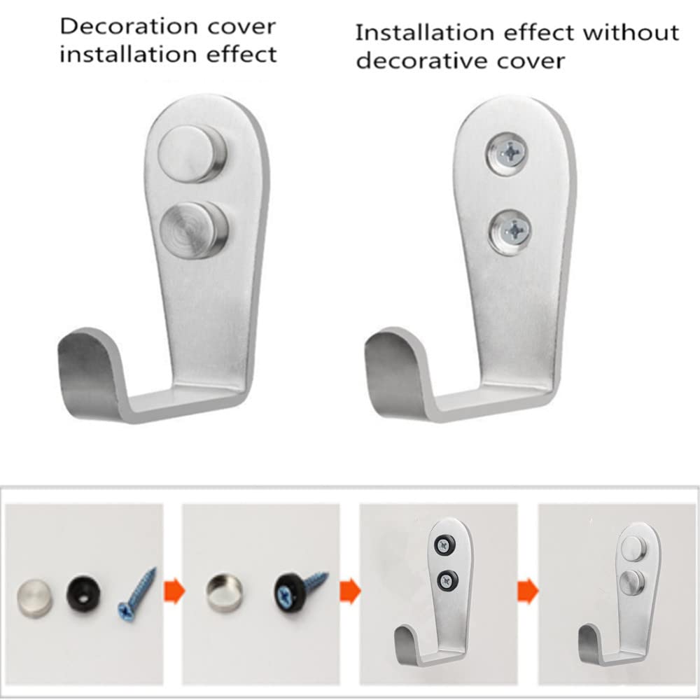 szhdxsyyxgs Wall Hooks ,10 Pcs,Coat Hooks, Stainless Steel Hook, Garage, Luggage Key Hook, Bathroom Kitchen Dining Room,Heavy Duty, Indoor and Outdoor Hooks (Silver)