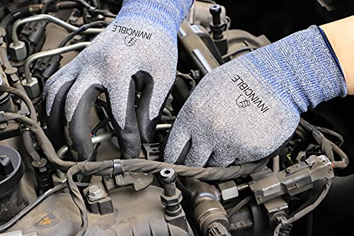 HANNASY Safety Work Gloves Poly NBR Foam Coated Protection, Easy Grip Slip Resistant Mechanic Garden Warehouse All Purpose (3, Medium)