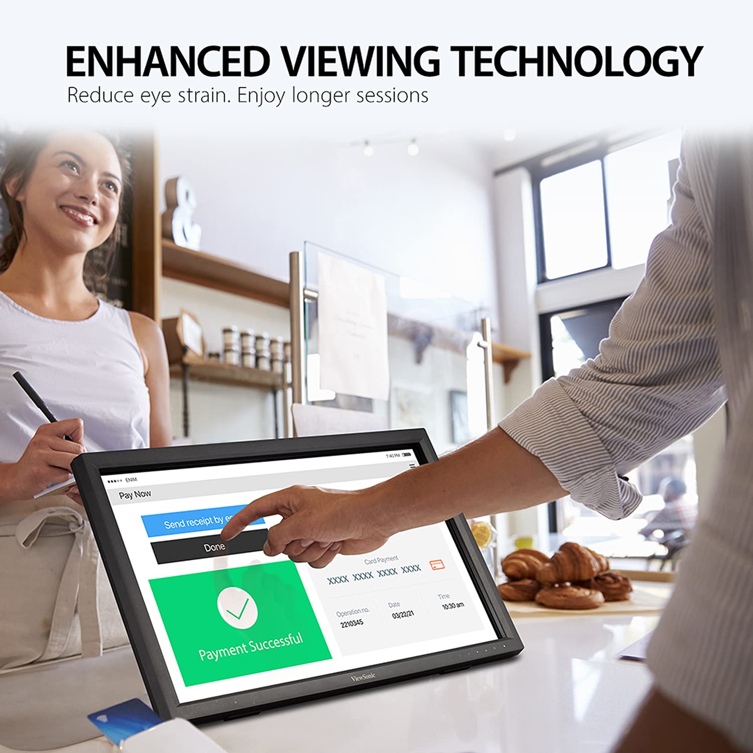 ViewSonic TD2423D 24 Inch 1080p 10-Point Multi IR Touch Screen with Eye Care HDMI, VGA, USB Hub and DisplayPort (Renewed)