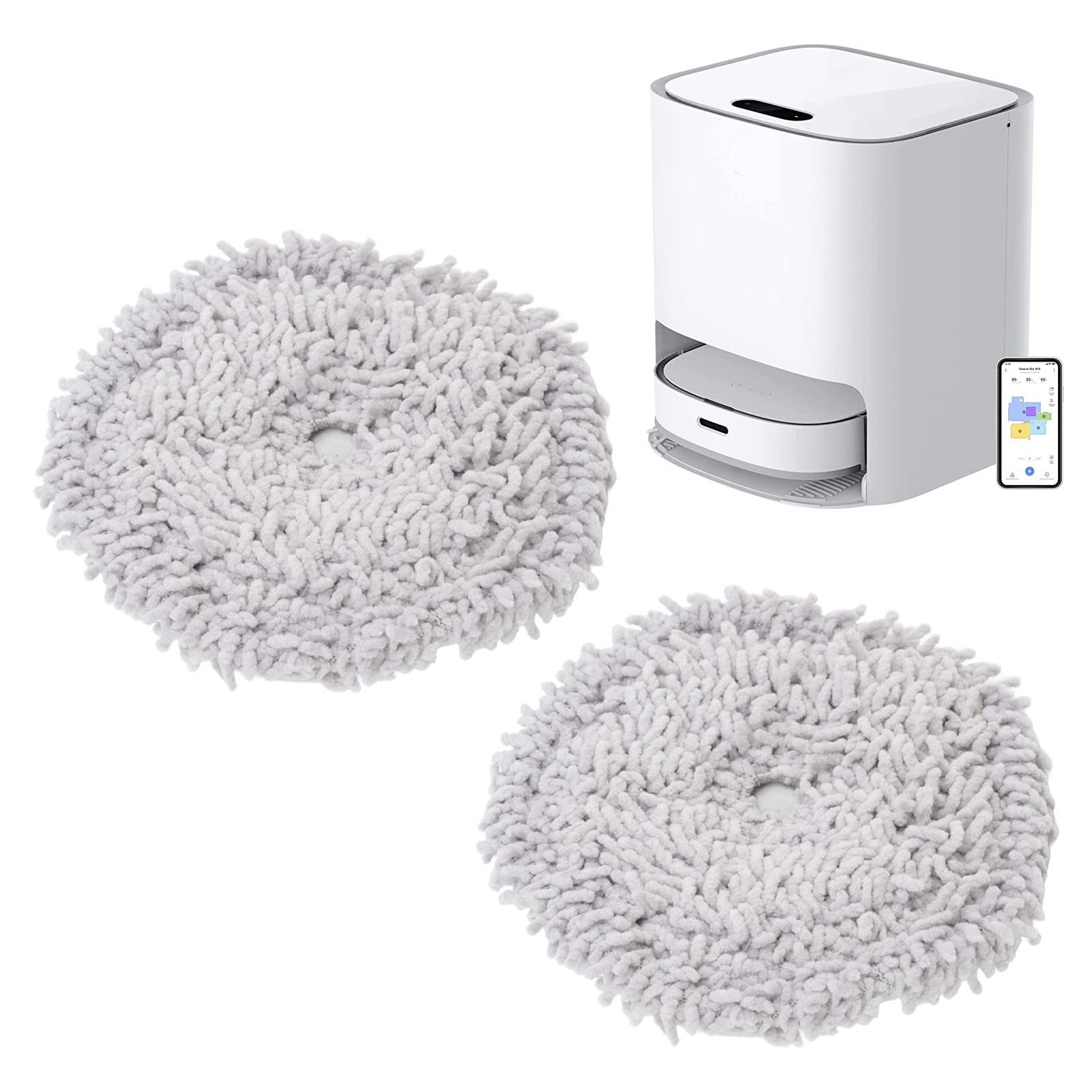 2Pcs Replacement Mop Pad Sweeper Cleaning Mop Cloth Side Brush Acuum Cleaner Rag Accessories Practical Durable for Dreame W10 Pro