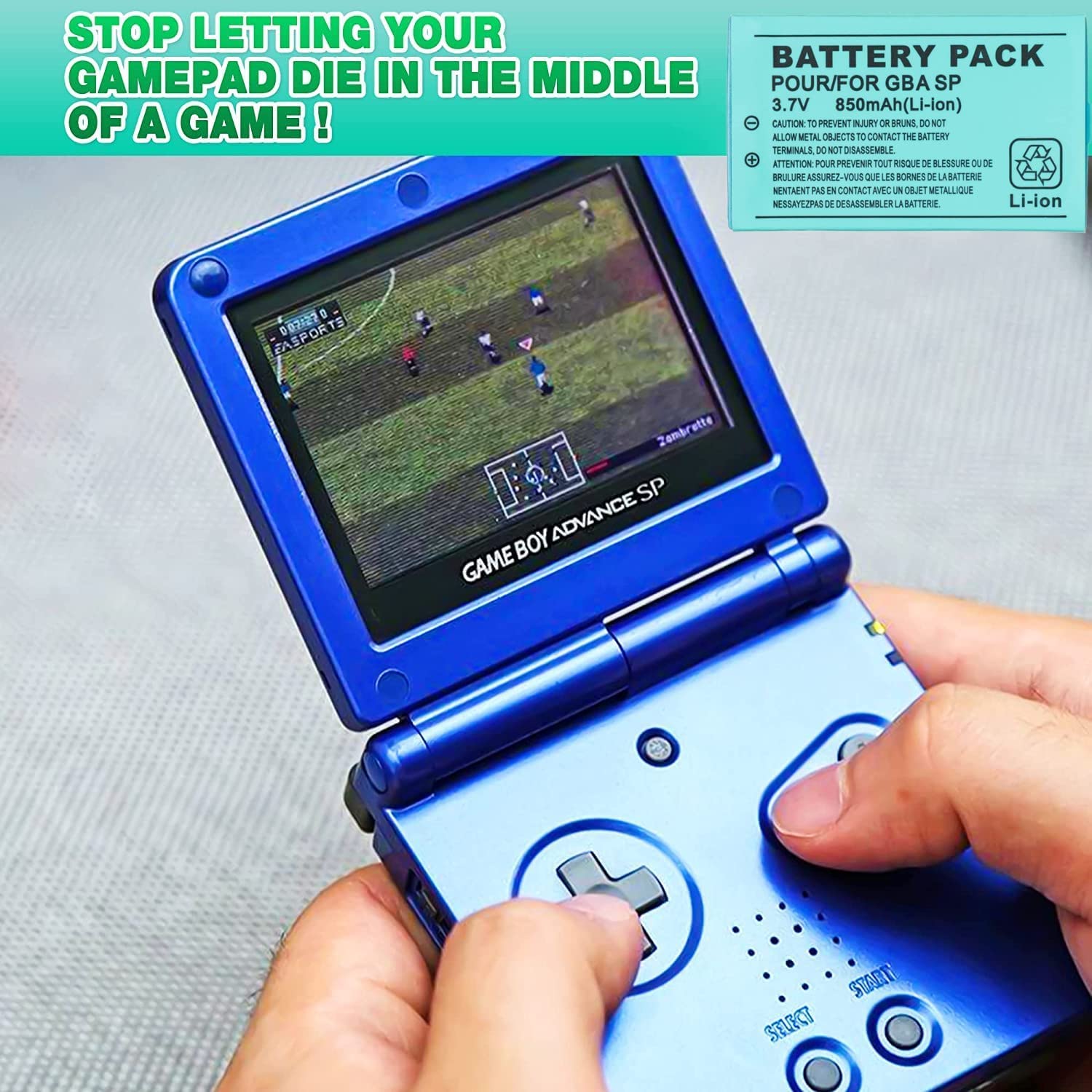 2 Pack 850 mAh Rechargeable Lithium-ion Battery , Gameboy Advance SP Battery Pack,Tool Pack With Screwdriver For Nintendo GBA SP
