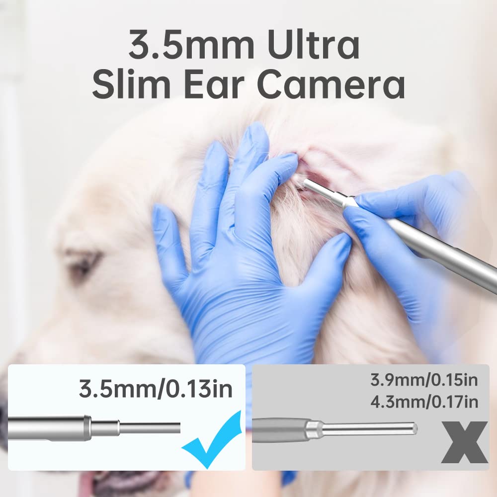 3.5mm Digital Otoscope Camera with Light, Visual Ear Camera and Ear Wax Tweezers with Light, Video Ear Scope with Ear Wax Remover, Ear Endoscope Cleaner, 32GB, 1080P HD, No Phone Needed