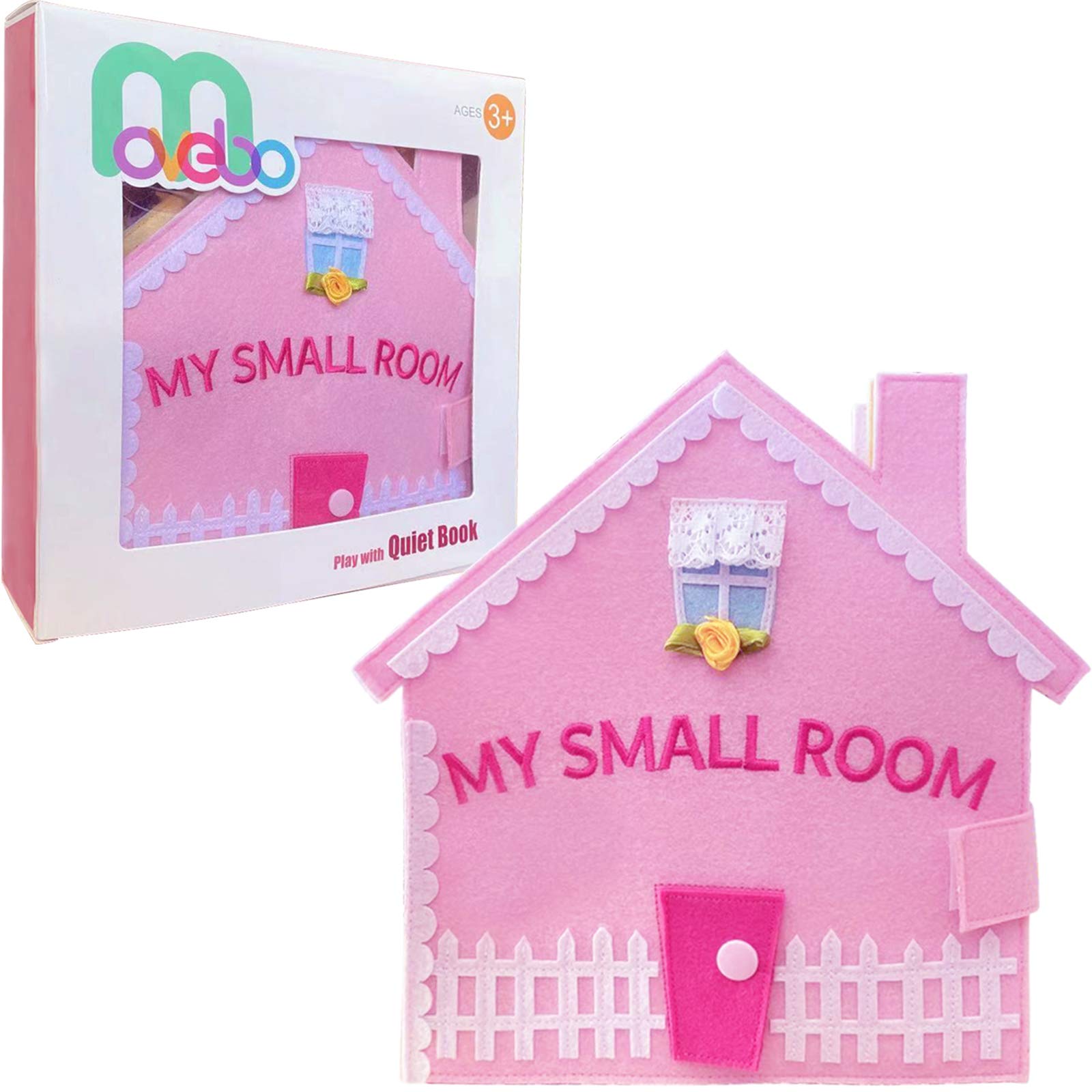 MOVEBO- Quiet Book for Kids - Interactive Felt Busy Book - Montessori Quiet Books for Toddlers - Carry on Travel Quiet Activity Book - Soft Fabric Quiet Books for Children(My Small Room)