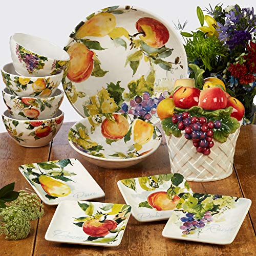 Certified International Ambrosia 3-D Fruit Basket Cookie Jar, 88 oz, Multicolored