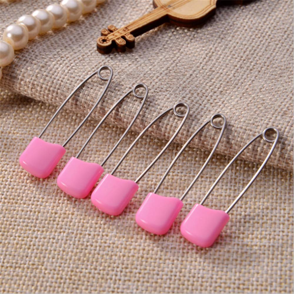Baby Flower 100Pcs 5.5cm Long Baby Safety pin Plastic Head Diaper pin Sturdy Stainless Steel Diaper pin with Safety Lock