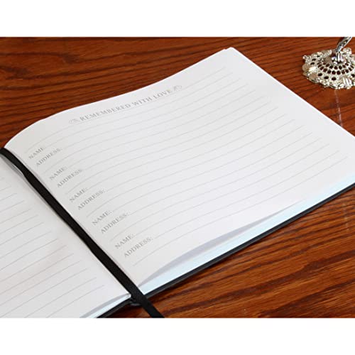 Cornucopia Funeral Guest Book and Pen with Stand Set, “Remembered with Love”