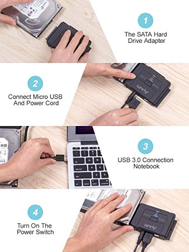 Alxum SATA IDE to USB 3.0 Hard Drive Adapter with Power, IDE to SATA Adapter External Hard Disk Reader for 2.5 / 3.5 inch IDE