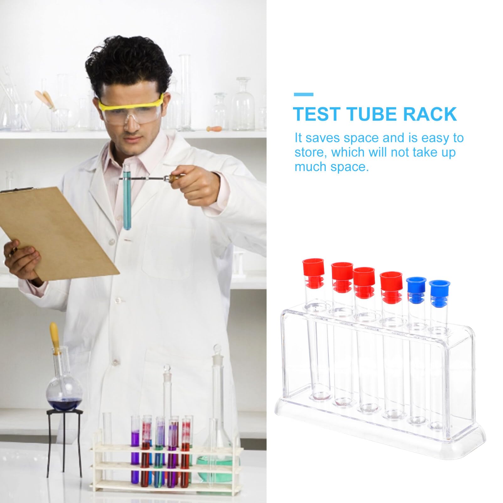 2 Sets Test Tube Rack Toy Containers with Lids Containers for Beads Test Tube Holder Lab Toy Storage Shelves Plastic Container with Lid Plastic Tube Holder Student Glass
