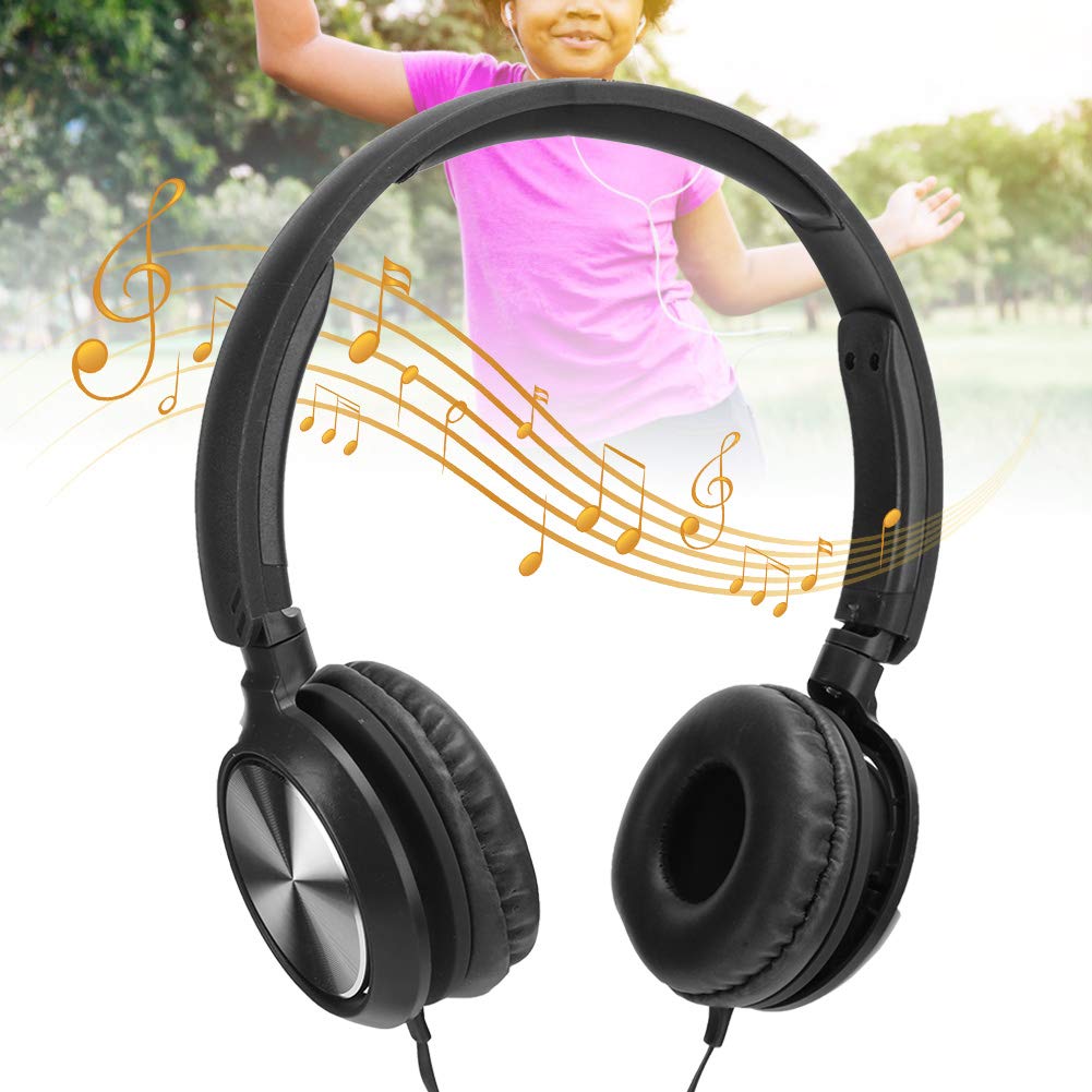 Wired Headphones, Wired Music Headset Noise Canceling Function Portable Wired Durable for PC(Black)