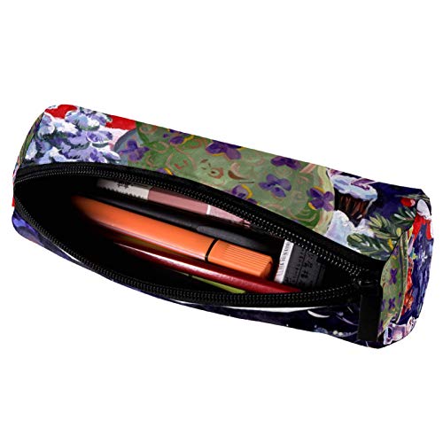 Painting Santa Claus Sending Gifts with Rabbit Pencil Bag Pen Case Stationary Case Pencil Pouch Desk Organizer Makeup Cosmetic Bag for School Office